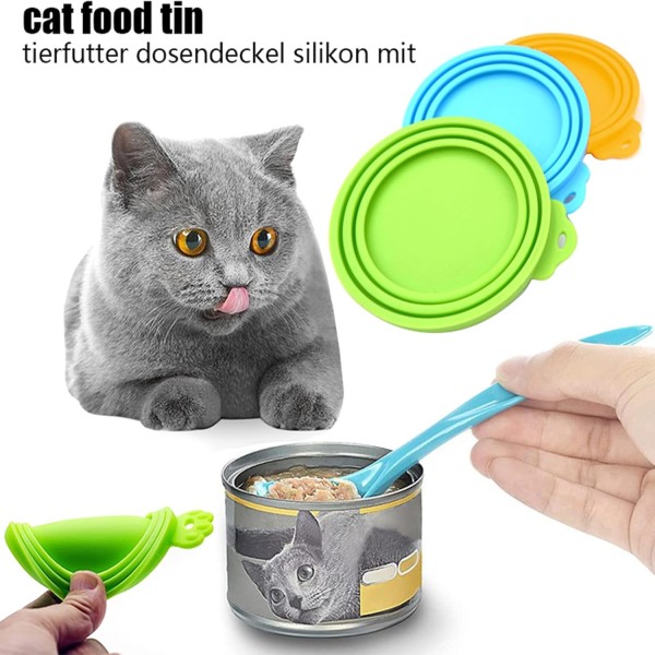 Can Lids Covers for Dog & Cat Food – 3-Pack with Spoon