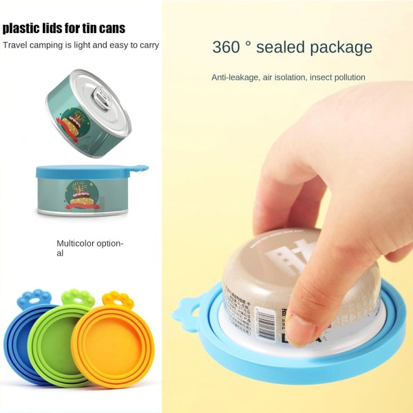 Can Lids Covers for Dog & Cat Food – 3-Pack with Spoon